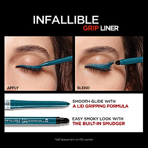 L'Oreal Paris Infallible Grip Mechanical Gel Eyeliner Pencil, Smudge-Resistant, Waterproof Eye Makeup with Up to 36HR Wear, Turquoise, 0.01 Oz