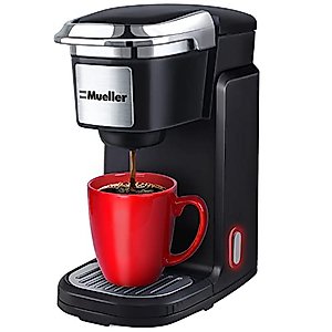 Mueller Ultimate Single Serve Coffee Maker, Personal Coffee Brewer Machine for Single Cup Pods, 10oz Water Tank, Quick Brewing, One Touch Operation, Compact Size,for Home,Office, RV