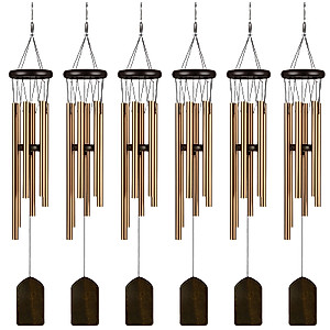 6 Pieces Wind Chimes 28 Inch Deep Tone Wind Chimes with 6 Aluminum Tubes Memorial Wind Chimes Outdoors Soothing Melody Wind Chimes Rustic Wind Chimes for Farmhouse Garden Patio Home Decor (Bronze)