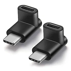 URWOOW Right Angle Type C USB 3.1 Adapter Extension 90 Degree Male to Female Right & Left Angled Extension (2 Pack)