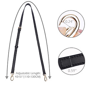 VanEnjoy Genuine Leather Adjustable Purse Strap Replacement for Cross Body Bag Handbag - 3/5 inch Wide,51 inches Long (Black)
