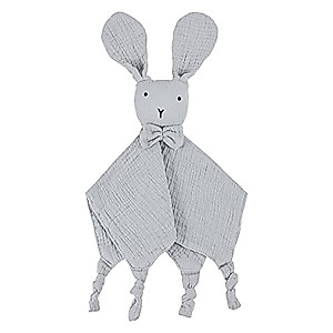 EMBRUNIOICE Baby Bunny Security Blanket,Muslin Soft Loveys for Babies Newborn Essentials Baby Gifts for Unisex (Grey)