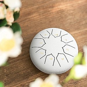 YeahLoop Steel Tongue Drum,6 Inch 8 Notes Tambourine,Percussion Set with Bag,Music book,Mallets,Mallet Holder and Finger Plectrums for Meditation Entertainment (White)