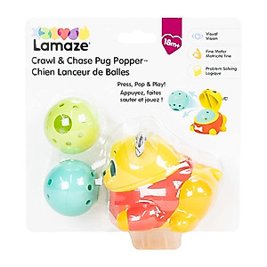 Lamaze Crawl & Chase Pug Ball Popper Toy - Includes Pug Ball Popper and 2 Baby Ball Toys - Baby Tummy Time and Crawling Toys - Baby Gifts for Ages 18 Months and Up