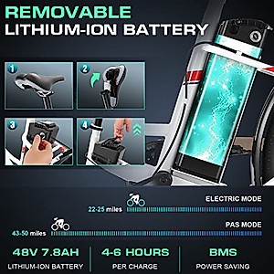 Vivi Electric Bike, 26" Electric Cruiser Bike 500W Ebike Electric Bike for Adults, Removable Battery, Professional 7 Speed E-Bike, Electric City Commuter Bicycle