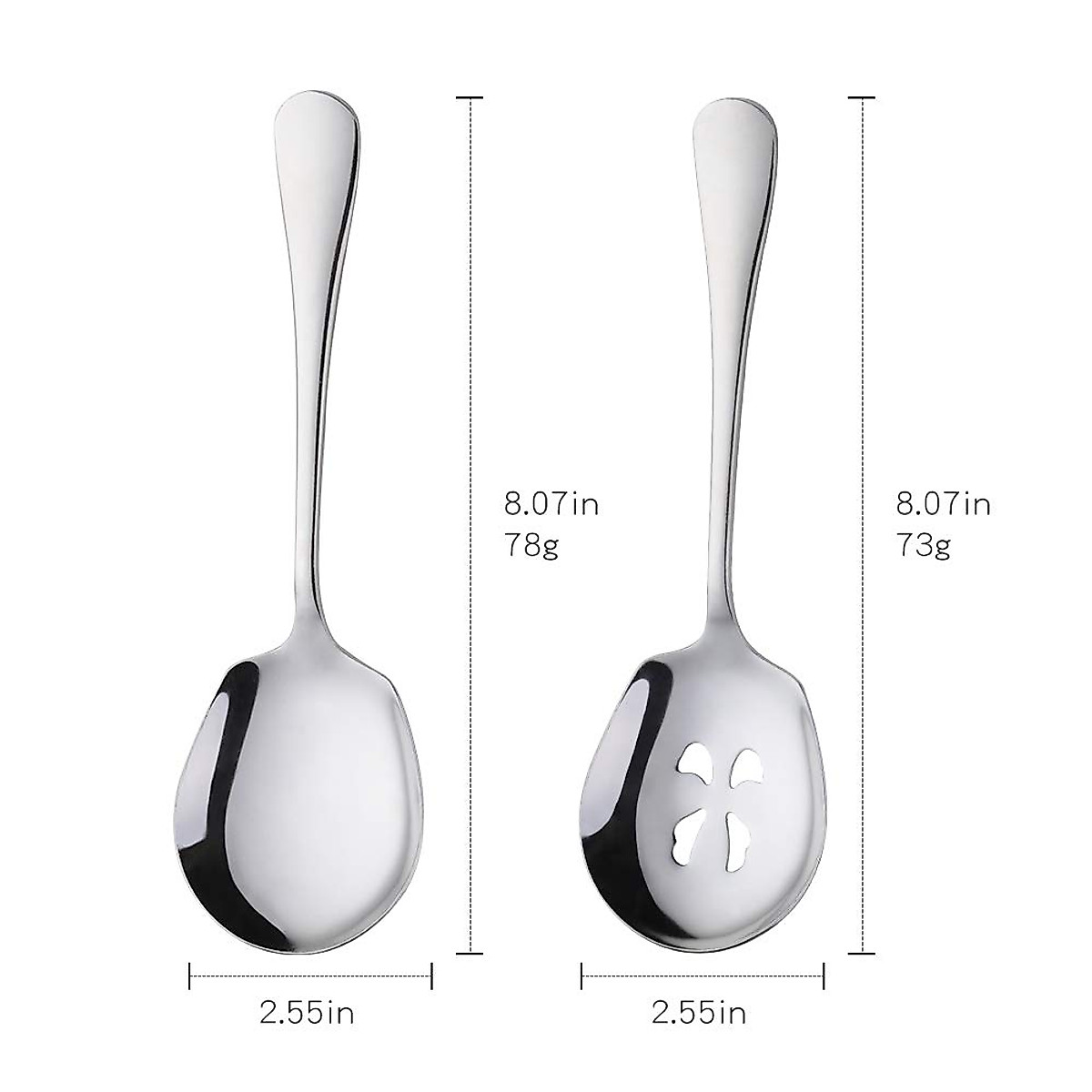 Meiishaaa Meisha Serving Spoons Set, 3 Serving Spoons and 3 Slotted Serving Spoons, Silver Stainless Steel Serving Utensils for Buffet Can Banquet Cooking Kitchen - Mirror Polished