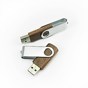 5 Pack Metal Rotation Walnut Wood 2.0/3.0 USB Flash Drive USB Disk Memory Stick with Wooden (3.0/16GB)