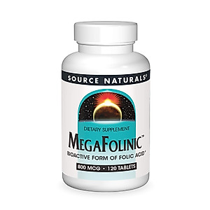 Source Naturals MegaFolinic, Bioactive Form of Folic Acid, 800 mcg - 120 Tablets