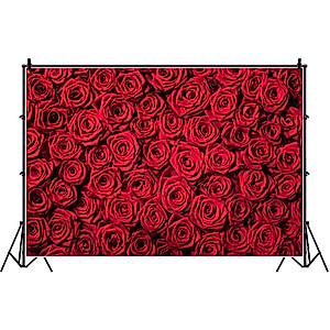 Laeacco 10x8ft Red Rose Backdrop Flowers Rose Wall Background Valentines Day Backdrop Wedding Photo Booth Girls Birthday Decoration Bridal Shower Party Banner Lovers Portraits Video Props Wallpaper