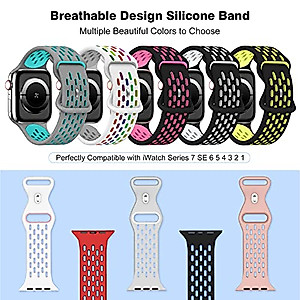 TSAAGAN 5 Pack Sport Silicone Bands Compatible for Apple Watch Band 49mm 41mm 45mm 40mm 44mm 38mm 42mm, Breathable Strap Replacement Wristband for iWatch Ultra Series 8/7/SE/6/5/4/3/2/1 Women & Men