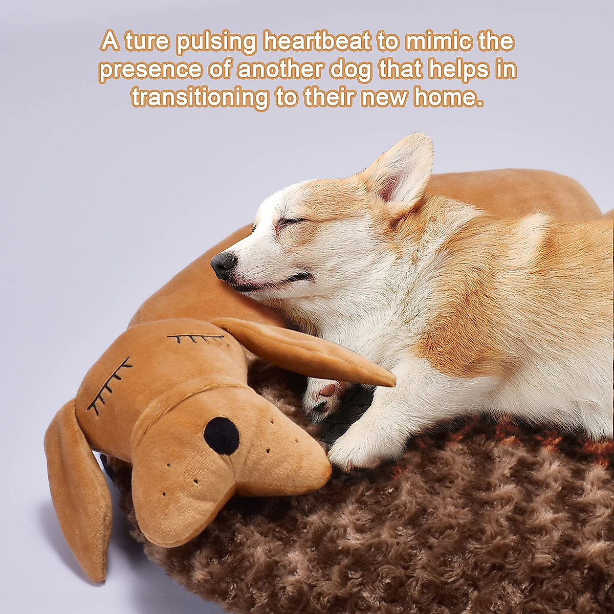 Moropaky Heartbeat Toy Puppy Heartbeat Stuffed Toy, Dog Heartbeat Toy for Pet Anxiety Relief, Calming Aid, Sleep Aid, Behavioral Aid, Crate Training