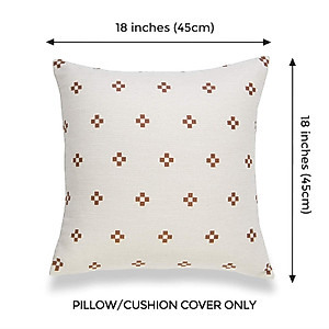 Hofdeco Modern Boho Throw Pillow Cover, Decorative Pillow Cover for Couch, Sofa, Bed, Rust Ethnical Dots, 18"x18".