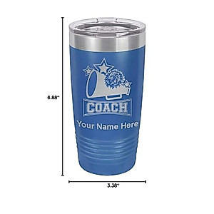 LaserGram 20oz Vacuum Insulated Tumbler Mug, Cheerleading Coach, Personalized Engraving Included (Dark Blue)