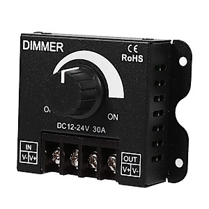 LED Dimmer Switch, 12V-24V 30A Manual Operation Dimmer Controller, Single Color Strip LED Controller with Auto Memory Function