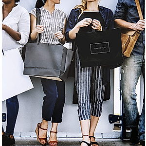 Purple Q Crafts Thank You Bags for Business Black Plastic Bags 50 Pack with Soft Loop Handle Thank You Shopping Bags for Boutique (15"x12")…