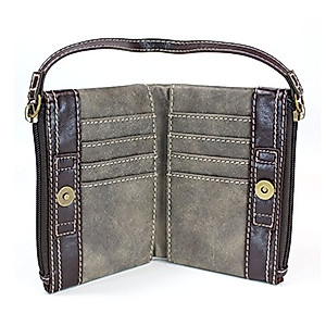 Chala GEMINI Crossbody Faux Leather Gift Messenger Bag with Double Zip Wallet (Light Grey Handbag Only + Wallet Set)