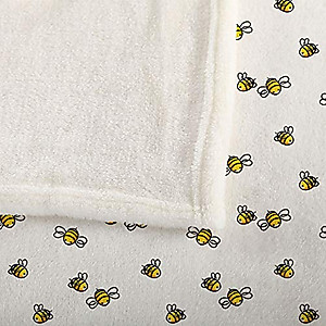 Mugod Bee Throw Blanket Cute Cartoon Baby Bee Seamless Pattern Honey Vector Decorative Soft Warm Cozy Flannel Plush Throws Blankets for Baby Toddler Dog Cat 30 X 40 Inch