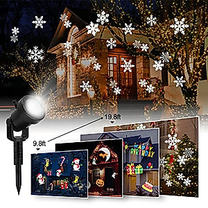Christmas Halloween Light Projector with 16 Themes, LANGTU Outdoor Indoor Snowflake Rotating Projector Lamp, Waterproof Landscape Decorative Lighting for Garden Party New Year Xmas