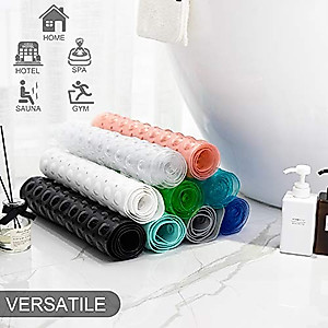 TEESHLY Bathtub Mats for Shower Tub Extra Long Non-Slip Bath Mat, 39 x 16 Inch Shower Mat with Drain Holes and Suction Cups, Bath Tub Mat for Bathroom with Machine Washable (Clear Grey)