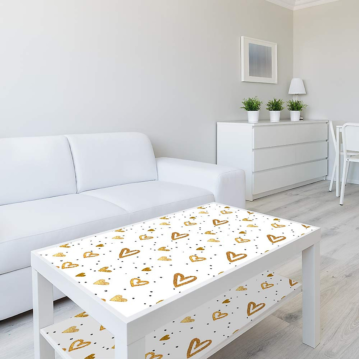 Amaonm Removable 15.8 x 98.4inch Lovely Gold Heart Wall Decals DIY Wallpaper Wall Stickers Murals Decor for Kids Babys Girls Bedroom Teens Nursery Living Room Door Desk Decoration (Heart)