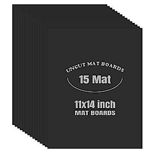 AUEAR, Black 11x14 Uncut Mat Matte Boards for Picture Framing, Print, Artwork - Backing Boards 1/16" Thick, 15 Pack