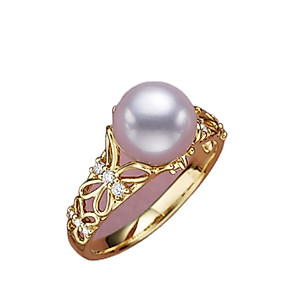 HUKQBUNX 18K gold natural freshwater pearl pearl pearl butterfly flower open ring women's fashion shiny ring adjustable