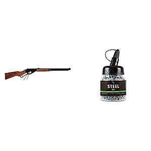 Daisy Outdoor Products Model 1938 Red Ryder BB Gun, Wood Grain, Overall length: 35.4 Inch and Air Venturi Steel BBS, 177 Cal, 5.1 Grains, Zinc-Plated, 2,500ct