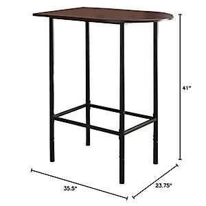 Monarch Specialties Metal Space Saver Bar Table, 24 by 36-Inch, Cappuccino/Black, 36" X 24" X 41"