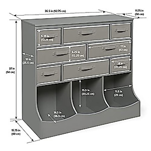 Storage Station 8 Cubby 3 Bin Organizing Unit with Reversible Baskets