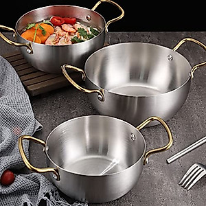 Noodle Pot Korean Ramen Pot: Cooking Pasta Pot Kitchen Soup Stovetop Pot Stainless Steel Noodle Pan Cooker Seafood Pot with Handle 27X18X8CM pot (Size : 27X18X8CM)