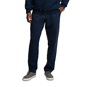 Fruit of the Loom Men's Eversoft Fleece Open Bottom Sweatpants with Pockets, Relaxed Fit, Moisture Wicking, Breathable, Navy, Medium