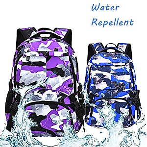 Ladyzone Camo School Backpack Lightweight Schoolbag Travel Camp Outdoor Daypack (BL Camo Purple)