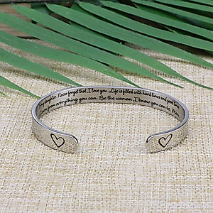 Daughter Bracelets from Mom Inspirational Handmade Fashion Simple Wide Cuff Bangle Message Engraved Birthday Christmas Gifts for Her