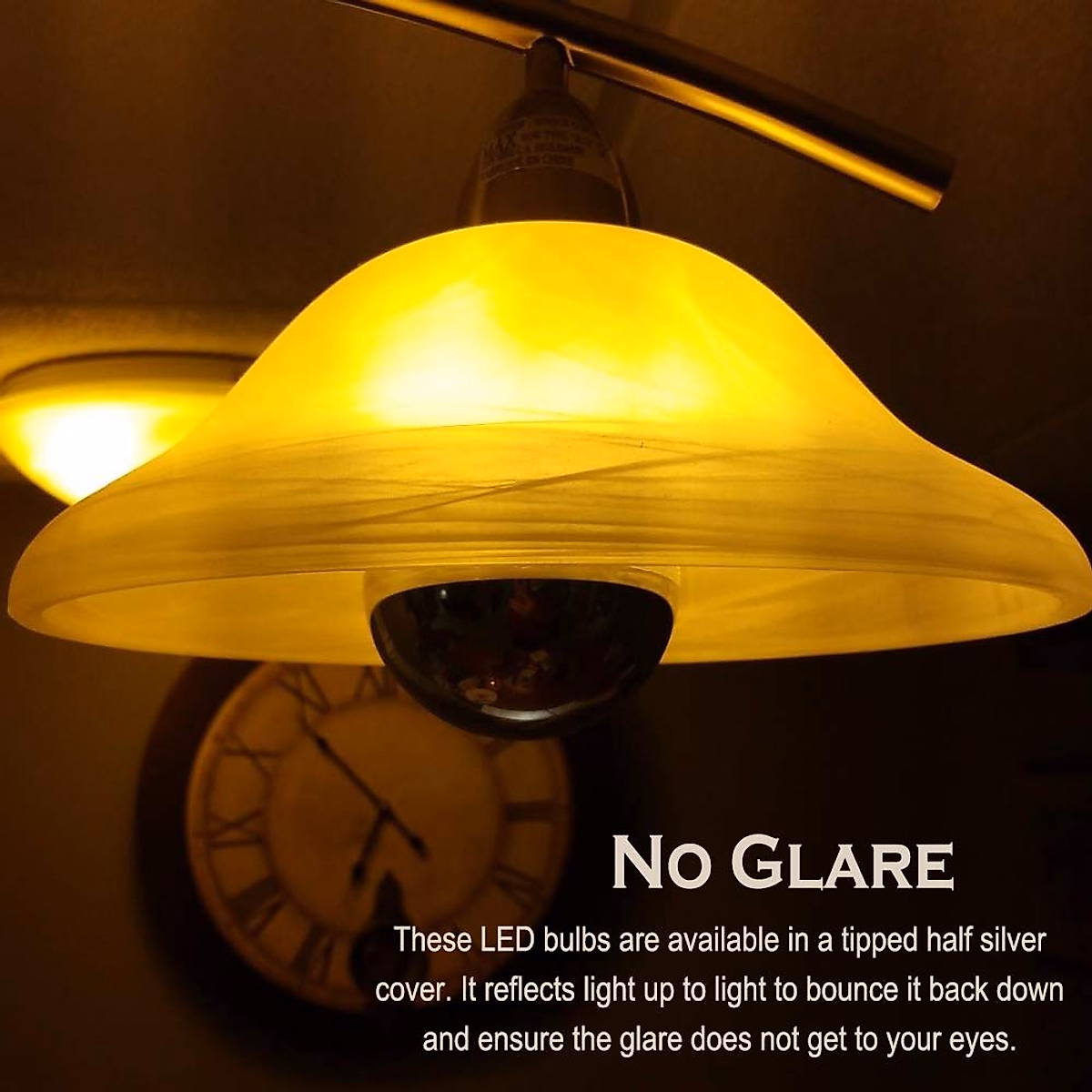 ARGANOL Half Chrome Light Bulb Dimmable 6W (Equivalent 60 Watt), G80/ G25 Globe Shape 2700K Warm White Decorative LED Edison Bulb, Silver Tipped Mirror Larger Light Bulb E26 Base Pack of 4