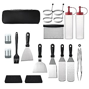 CYXI Grill Accessories, BBQ Tools Set, Grilling Tools Stainless Steel Grill Utensils,Portable Grilling Utensil Kit,for Travel, Picnics, RVs, Camping, BBQs, Parties (Size : 18pcs)
