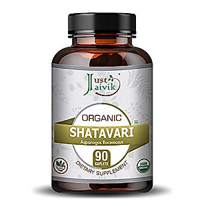 Just Jaivik Organic Shatavari Tablets - A Dietary Supplements - 750 mg (Pack 90 Organic Tablets) | Rejuvenation for Vata and Pitta | Women's Health Supplement