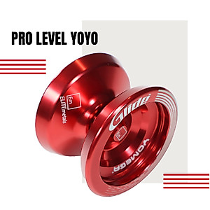Yomega Glide® – Pro Level Aluminum Metal unresponsive Yoyo for Advance Players – Wing Shaped, C Size Ball Bearing Yoyo + Glove + 5 Extra Strings + 3 Month Warranty (red)