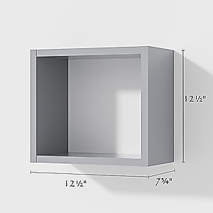 Kaboon Square Cube Floating Shelves Set2, Display Shelves Wall Mount 7.75" D x 12.5" W x 12.5" H, (Gray, 2 Cubes)