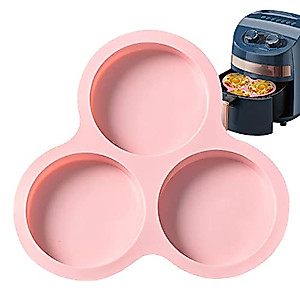 Forsaken Air Fryer Egg Mould Air Fryer Egg Pan 3 Cavity Silicone Poached Egg Moulds for Air Fryer Round Muffin Tray Muffin Moulds Air Fryer Muffin Pan Non Stick Easy to Clean Multifunctional