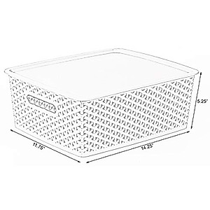 Basicwise QI003214M.3 Blue Medium Plastic Storage Container with Lid, Set of 3