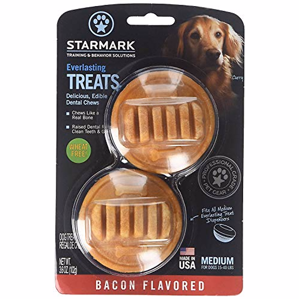 Starmark, Everlasting Bacon Dog Dental Chew, Medium, Pack of 2