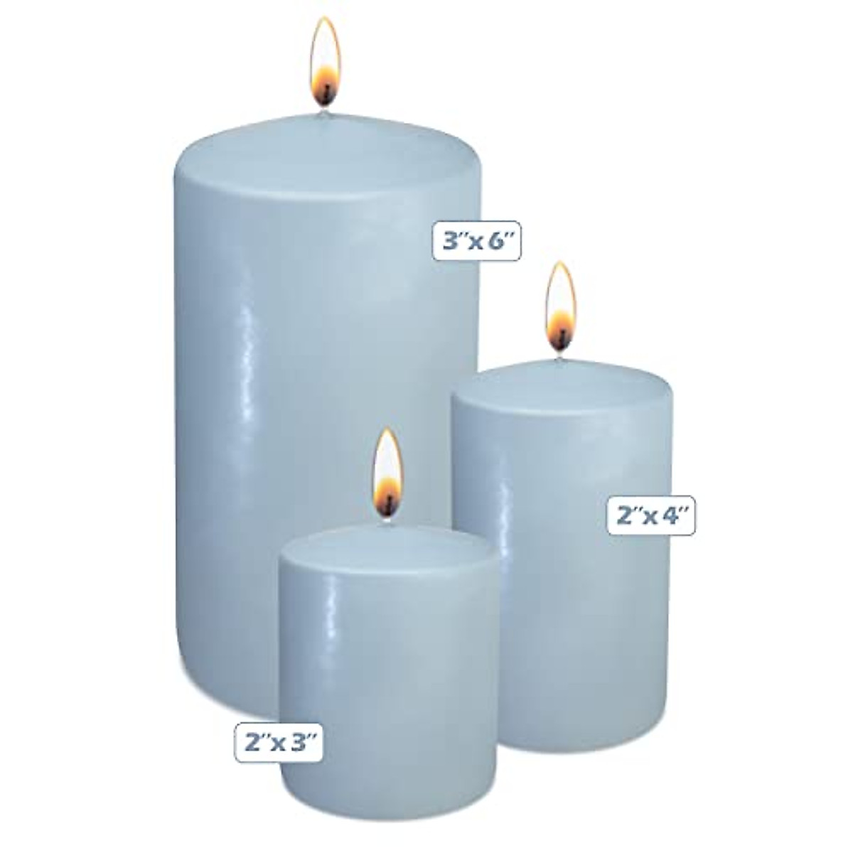 Hyoola Ice Blue Pillar Candles 2 x 3 Inch - 4 Pack Unscented Pillar Candles Bulk - European Made
