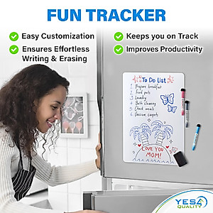 Magnetic Dry Erase Whiteboard Sheet for Fridge 19x13 in - with Stain Resistant Technology - Includes 3 Fine Tip Markers & Big Eraser with Magnets - Refrigerator White Board Planner & Organizer