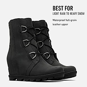 Sorel Women's Joan of Arctic Wedge II Boot - Light Rain - Waterproof - Black - Size 10