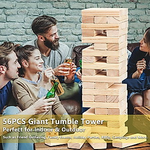 Aivalas Giant Timber Blocks Games, 56 Blocks Large Tower Outdoor/Indoor Games - Includes Carry Bag and Scoreboard, Wood Stacking Yard Games Grows from 2FT to Over 4.2FT for Kids Adults Family