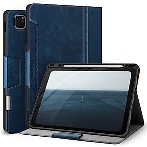 Antbox Case for iPad Pro 12.9'' 6th Generation (2022) 5th/4th Generation (2021/2020), Built-in Pencil Holder Auto Sleep/Wake Function PU Leather Smart Cover (Blue)