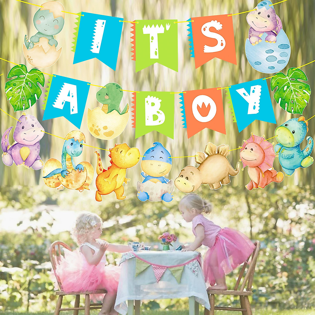 Dinosaur Baby Shower Banners Dinosaur Theme IT'S A BOY Banners Dinosaur Hatching Soon Baby Shower Decorations for Rawr It's A Boy Party Dino Baby Shower Party Supplies