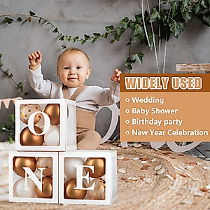 Thickened 5 PCs White Transparent Balloon Boxes with 78 Letters & Numbers for Custom Name,Clear Baby Boxes Love Balloon Box for Baby Shower,Gender Reveal, Bridal Shower & Birthday Party,Prom Boxes