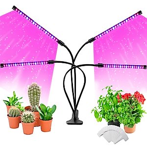 LED Grow Lights for Indoor Plants - JUEYINGBAILI Gooseneck Plant Lights with Red Blue Full Spectrum, Auto ON/Off 3 9 12 Timer, 9 Dimmable Levels Clip Plant Growing Lamp (with Power Adapter)