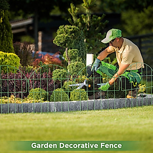 Dandat 10 Pack Decorative Garden Fence No Digging Fencing 17 x 13 Inch Animal Barrier Fence Rustproof Metal Wire Panel Border for Dog Rabbit Ground Stakes Defense and Outdoor Patio Yard, Arched, Green